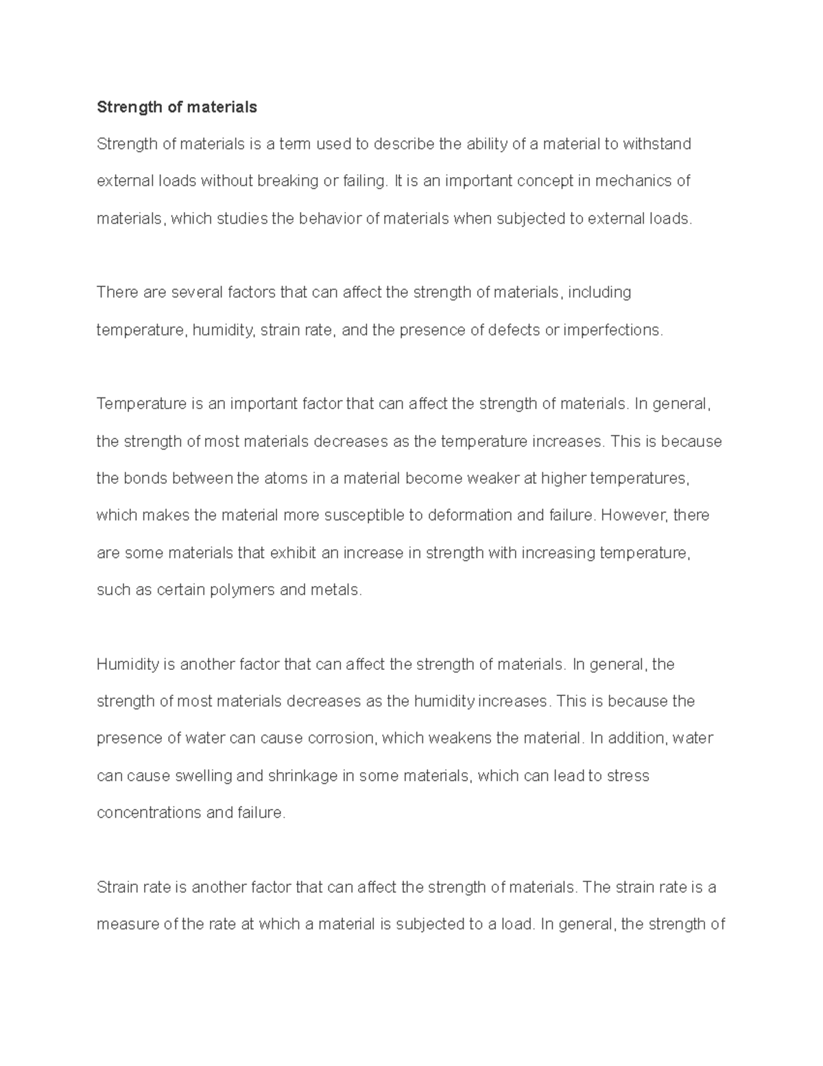 Mechanics of materials course outline strength of materials, stiffness ...