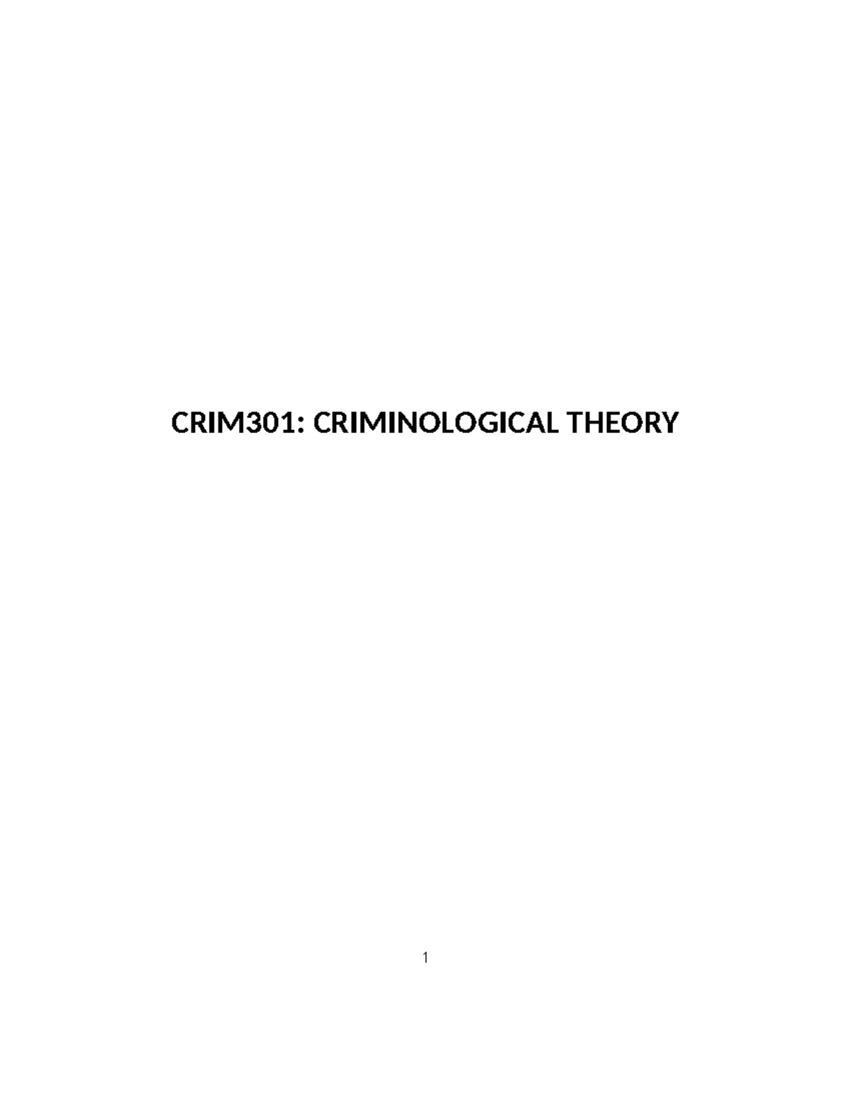 HCRA031: Introduction to Criminological Theories and Causation - Studocu