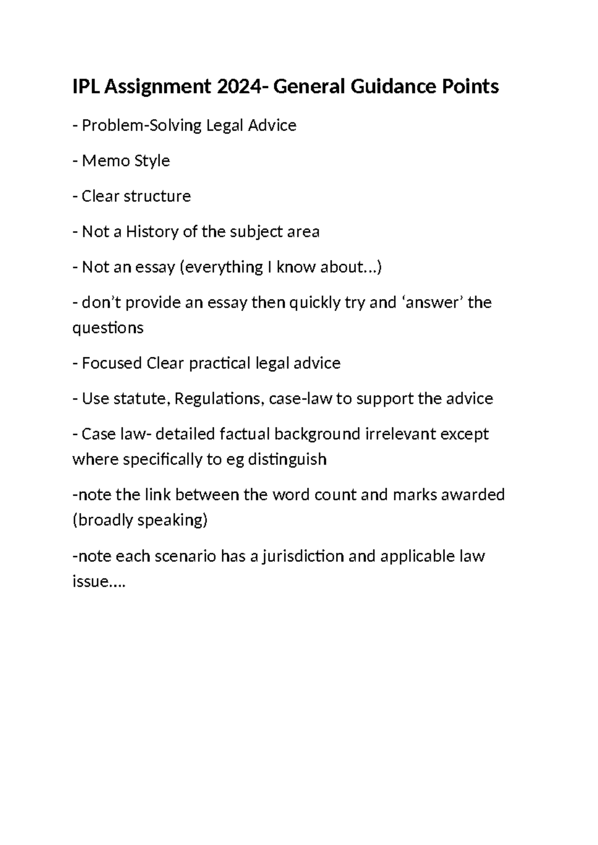 IPL Assignment 2024 General Guidance - ..) - don’t provide an essay ...