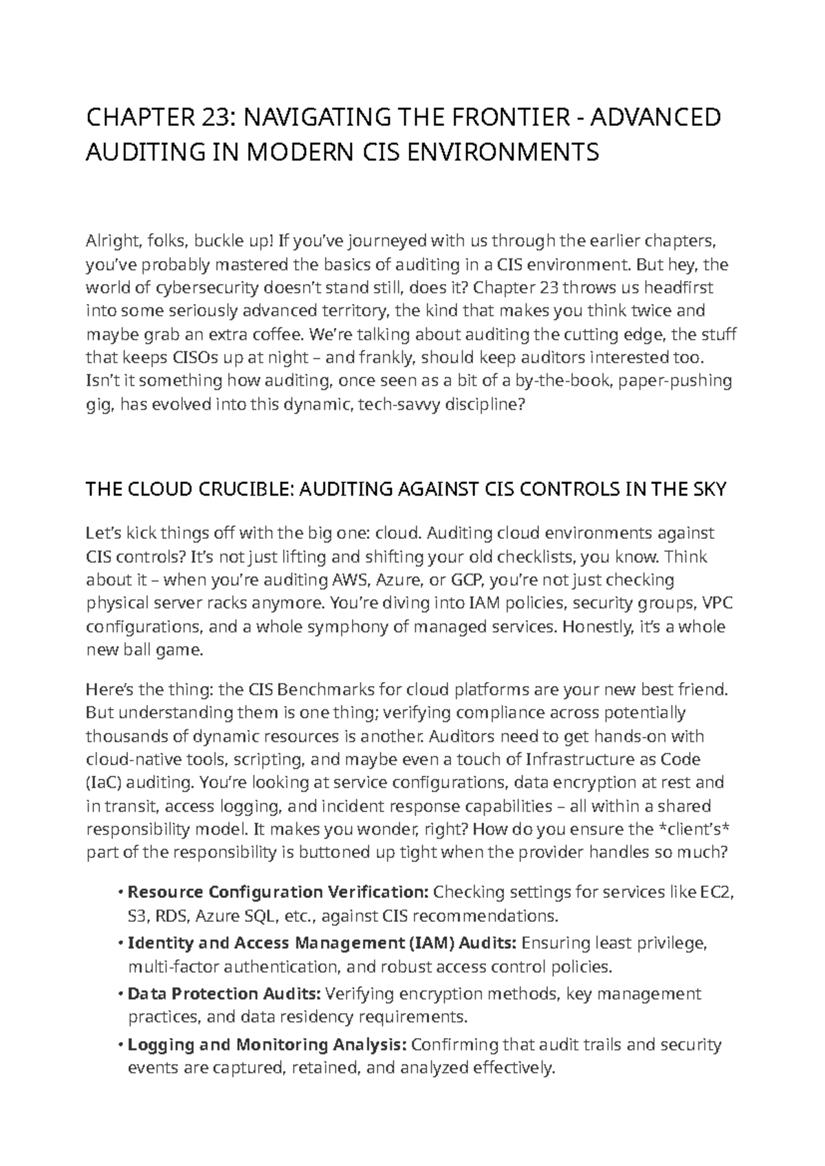 CHAPTER 23: ADVANCED AUDITING IN MODERN CIS ENVIRONMENTS - Studocu