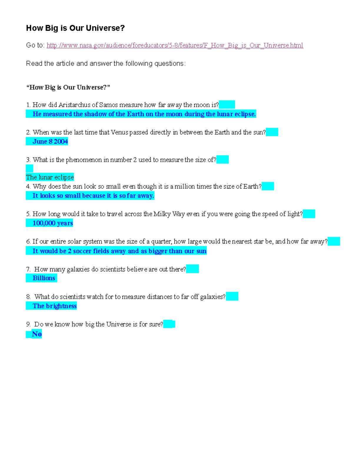 Copy of Article - How Big is Our Universe - How Big is Our Universe? Go ...