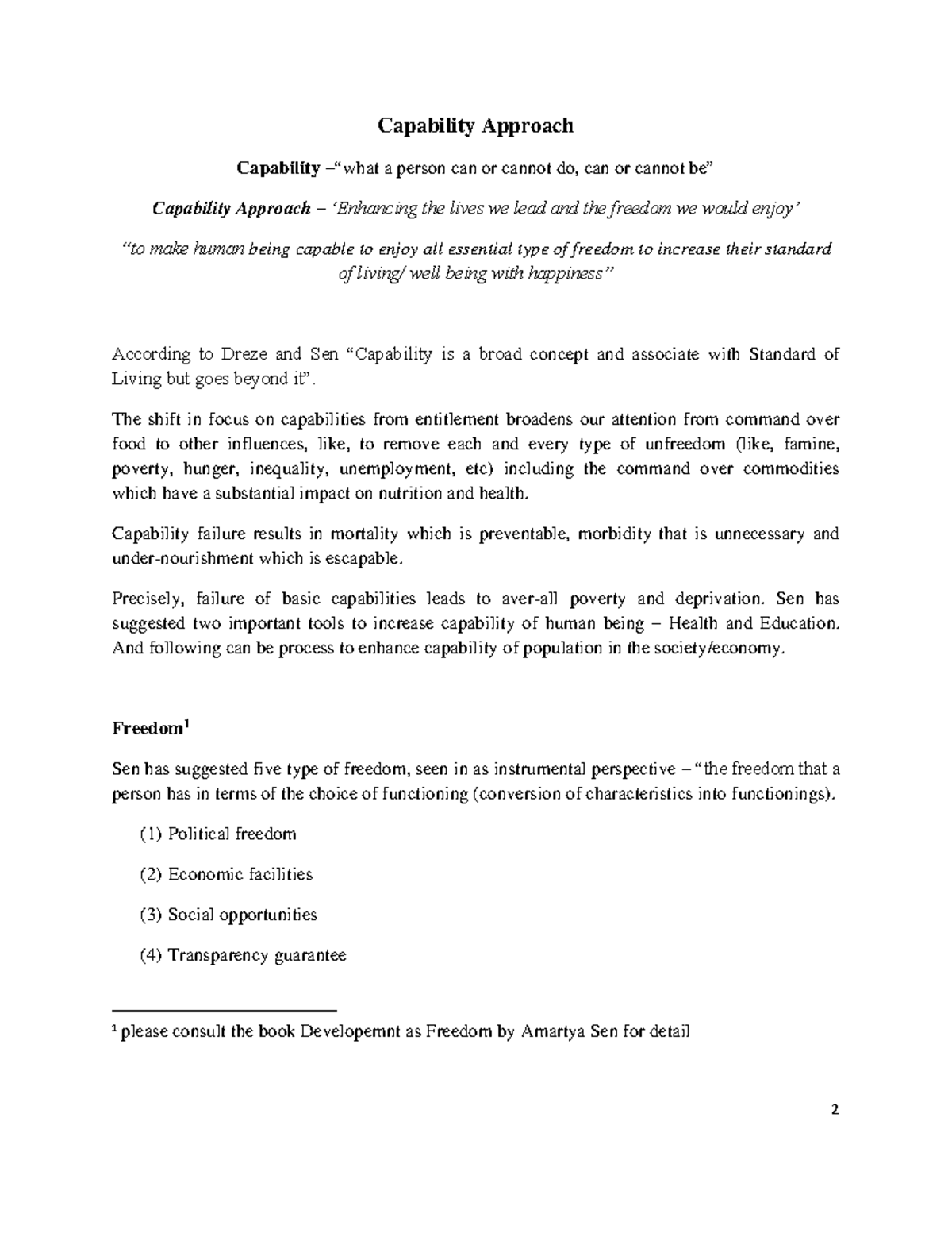 Capability Approach pdf - 2 Capability Approach Capability – “what a ...