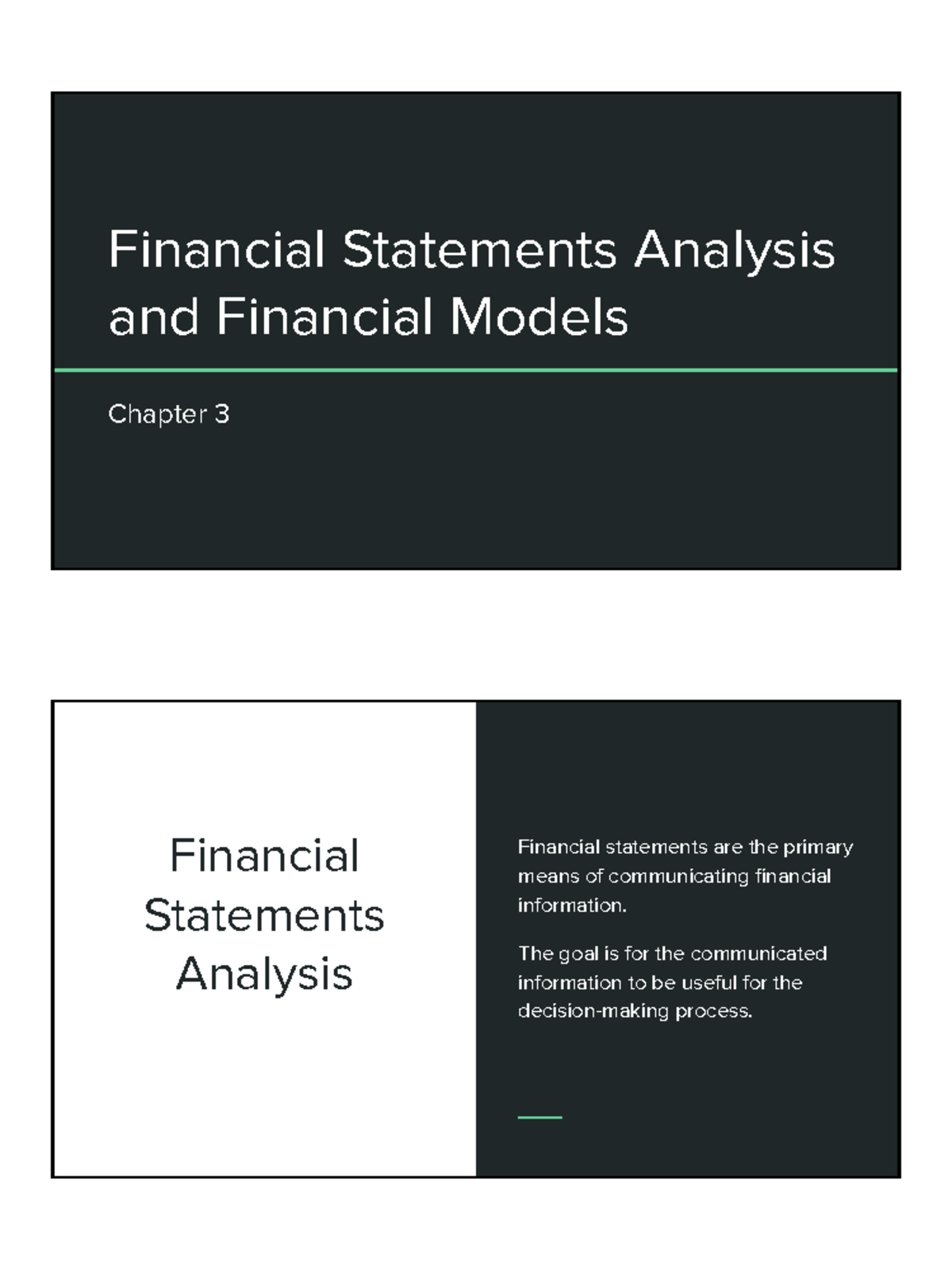 Chapter 3: Financial Statements Analysis & Models (FIN 101) - Studocu