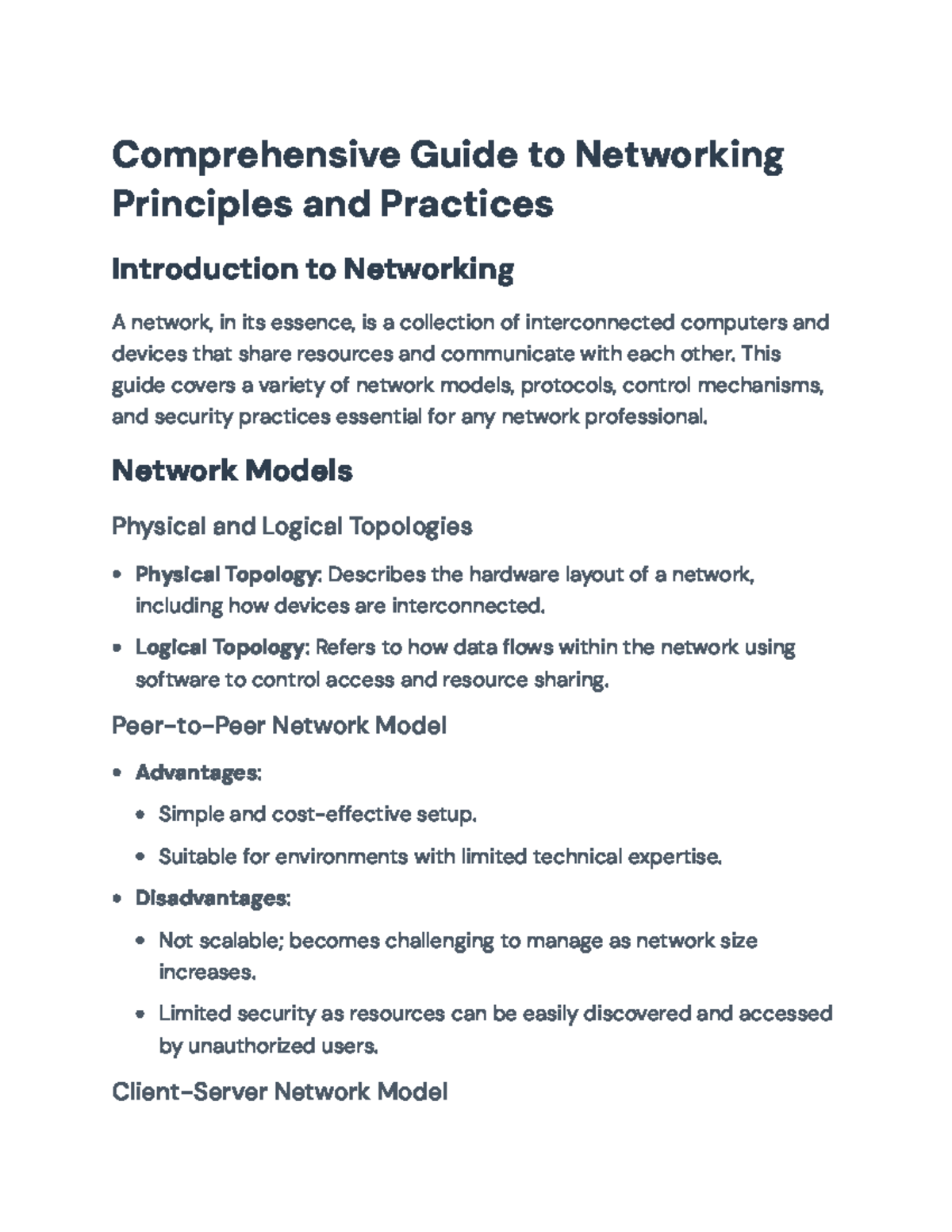 Comprehensive Guide to Networking Principles and Practices ...