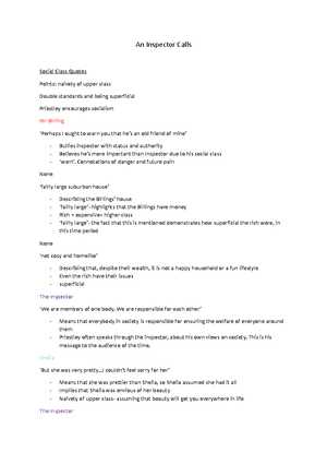 Edexcel GCSE English Literature Paper 1: Macbeth & An Inspector Calls Study Guide - Studocu