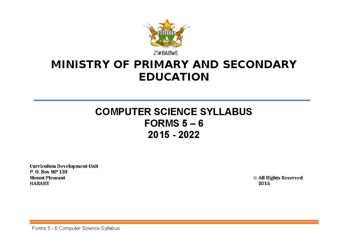 A Level Computer Science Syllabus Forms 5 & 6 (2015-2022) - Studocu