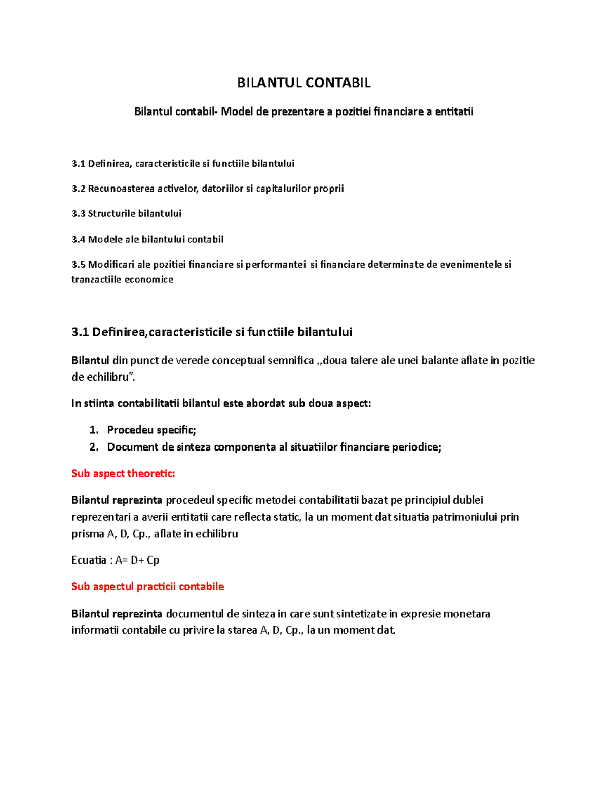 CURS Contabilitate 4 - Curs 4 - BILANTUL CONTABIL Bilantul Model de ...