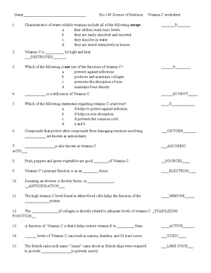Bio 140 major mineral worksheet elearning - Name ...
