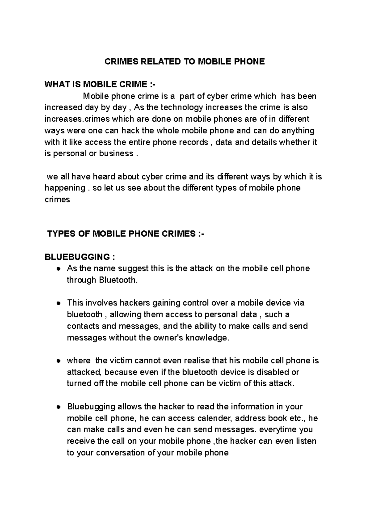 CRIM 101: Understanding Mobile Phone Crimes and Cyber Threats - Studocu