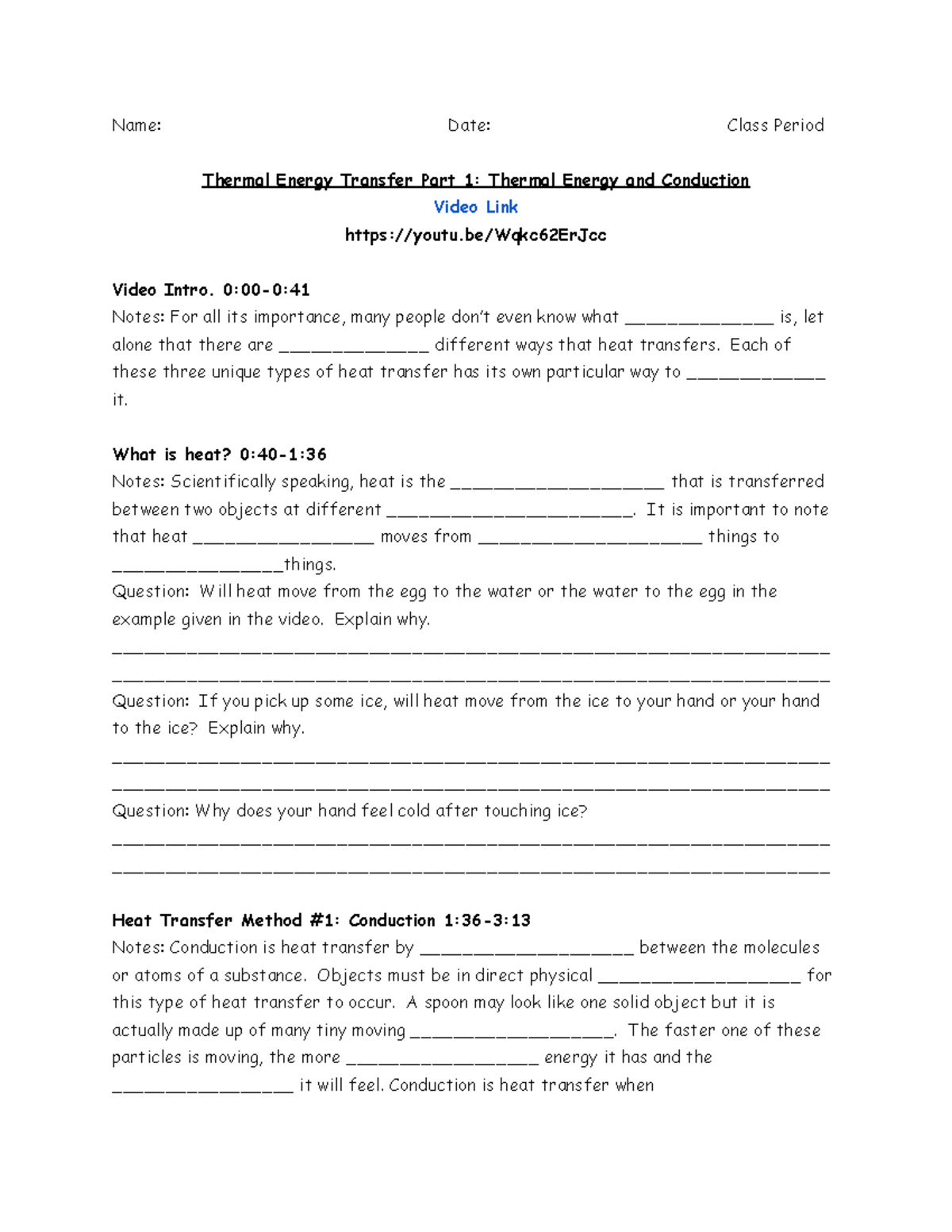 Thermal Energy Transfer Part 1: Conduction & Heat Transfer Notes - Studocu