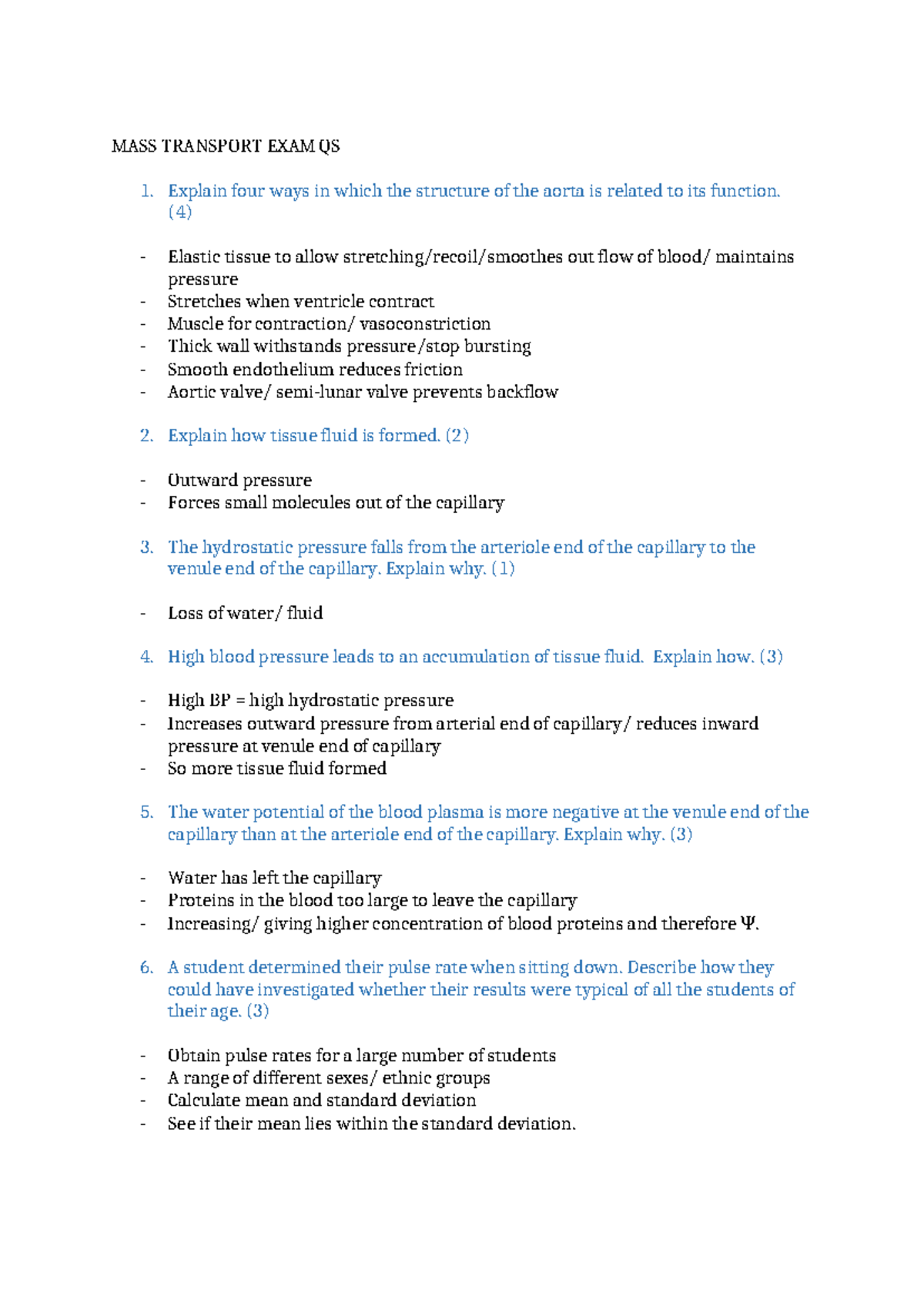 MASS Transport EXAM QS: Key Questions and Answers - Studocu