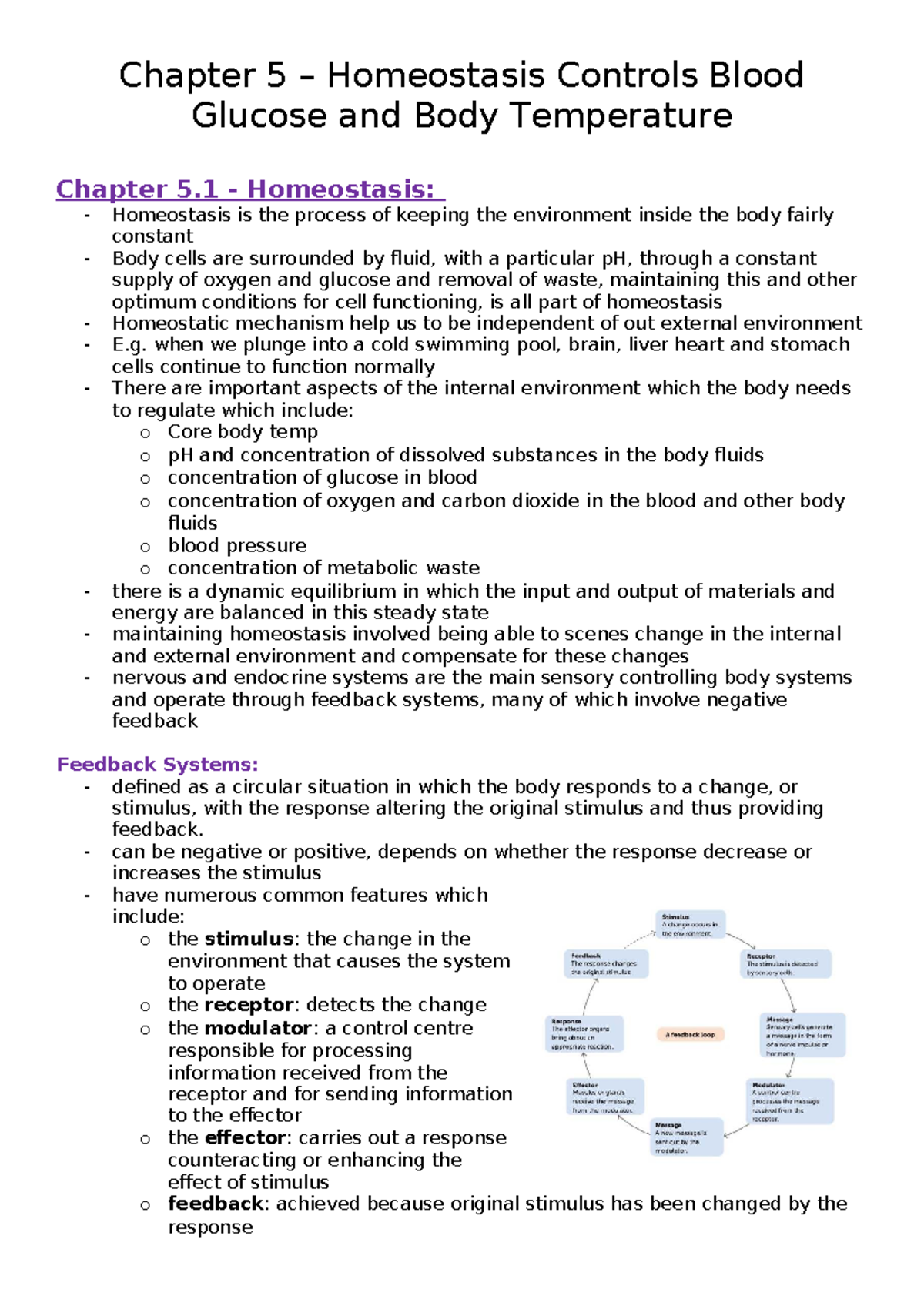 Homeostasis and Thermoregulation: Blood Glucose & Temp Control (BIO101 ...