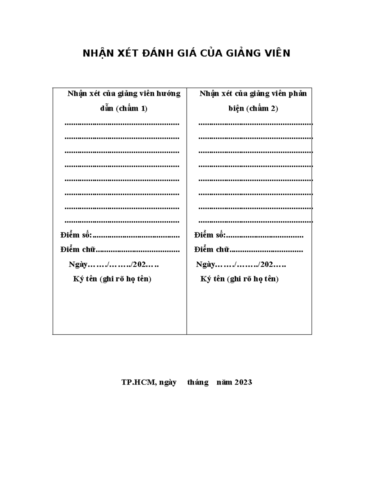 Nxet danhgia cua gv - NHẬN XÉT ĐÁNH GIÁ CỦA GIẢNG VIÊN Nhận xét của ...