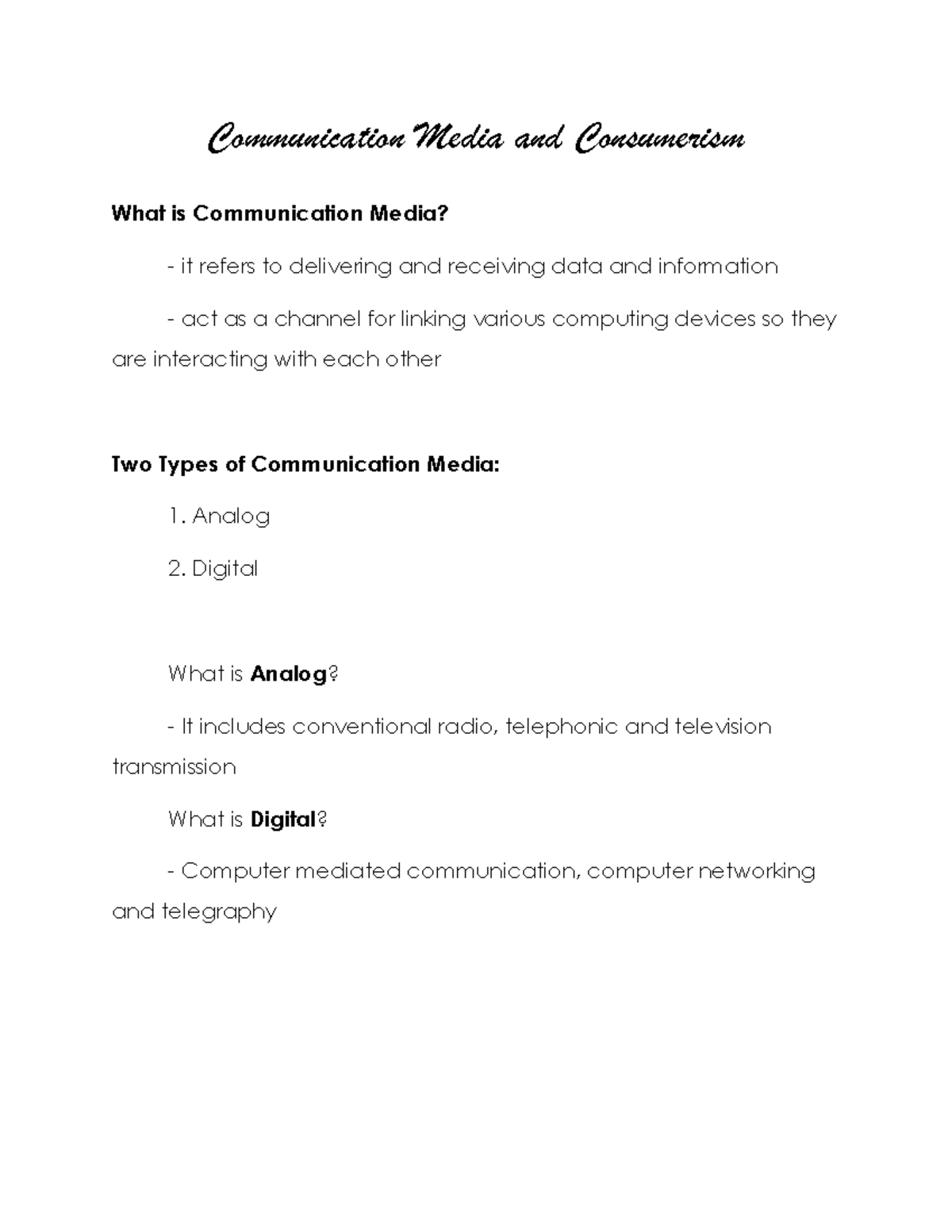 Communication Media and Consumerism: Exploring Trends and Impacts - Studocu