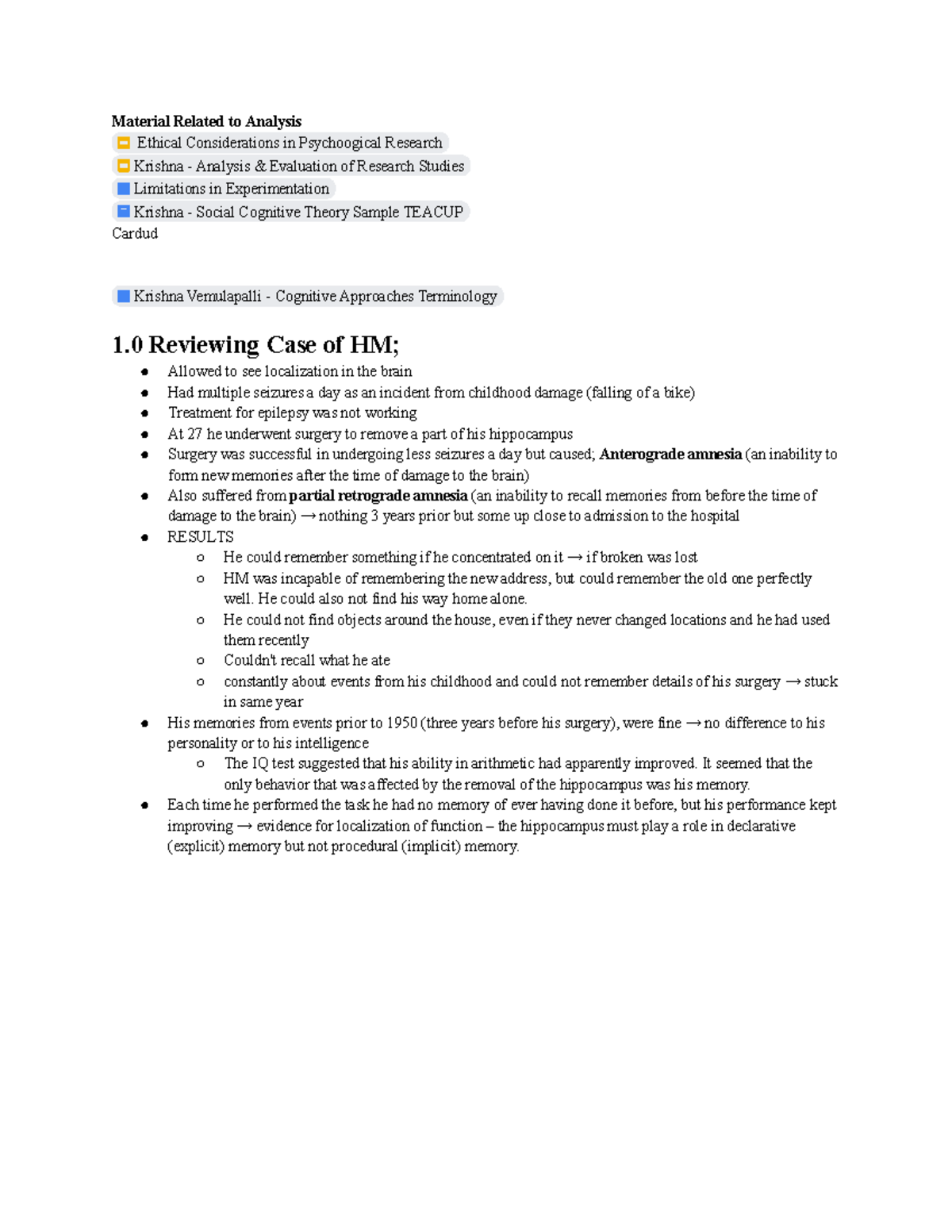 IB Psychology Grade 12 Sem 1 Notes: Ethical Considerations & Memory ...