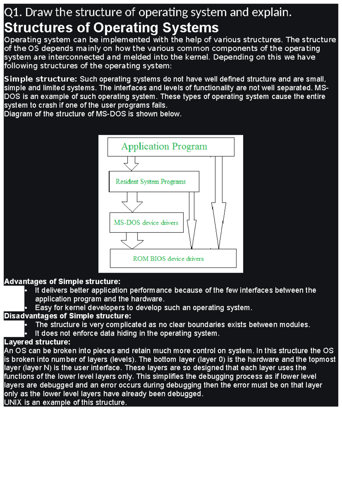 OS 101 - Structures of Operating Systems and Their Functions - Studocu