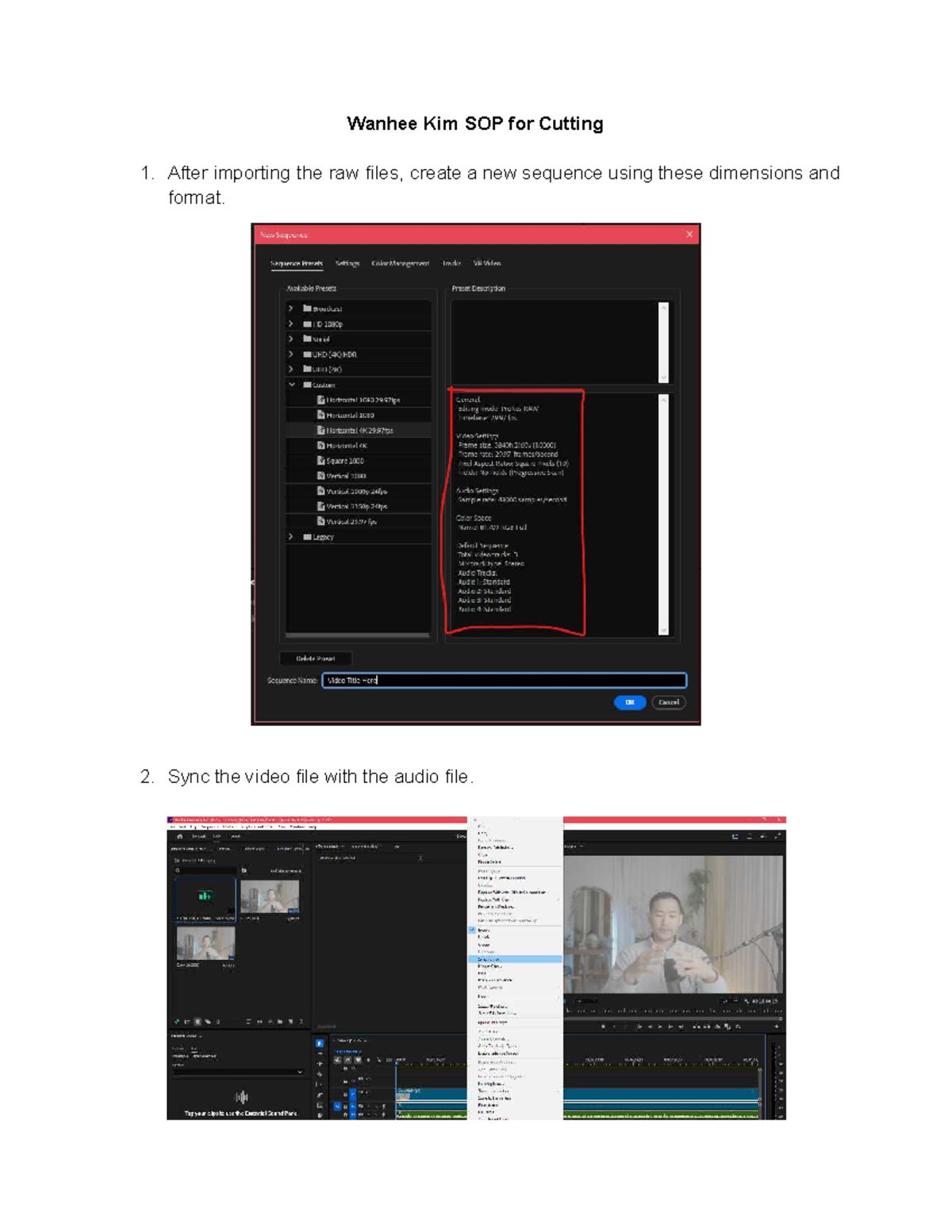 Wanhee Kim SOP for Cutting - Wanhee Kim SOP for Cutting After importing ...