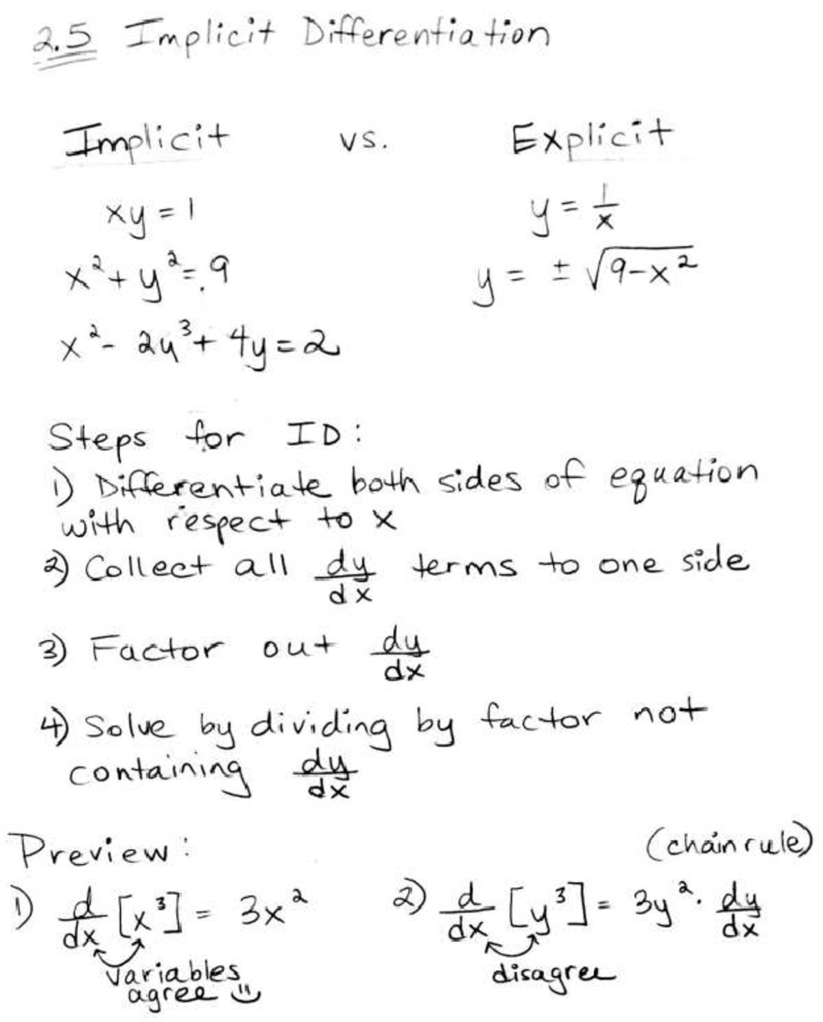 MATH 101: Implicit Differentiation Techniques and Steps - Studocu