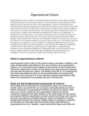 What is organizational culture chapter 2 Question and answers - What is ...