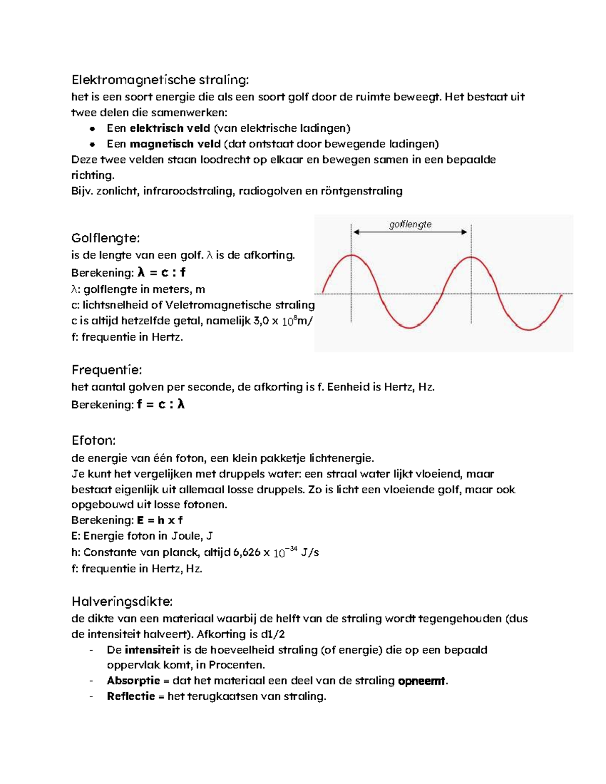 Natuurkunde H6: Samenvatting van Elektromagnetische Straling en ...