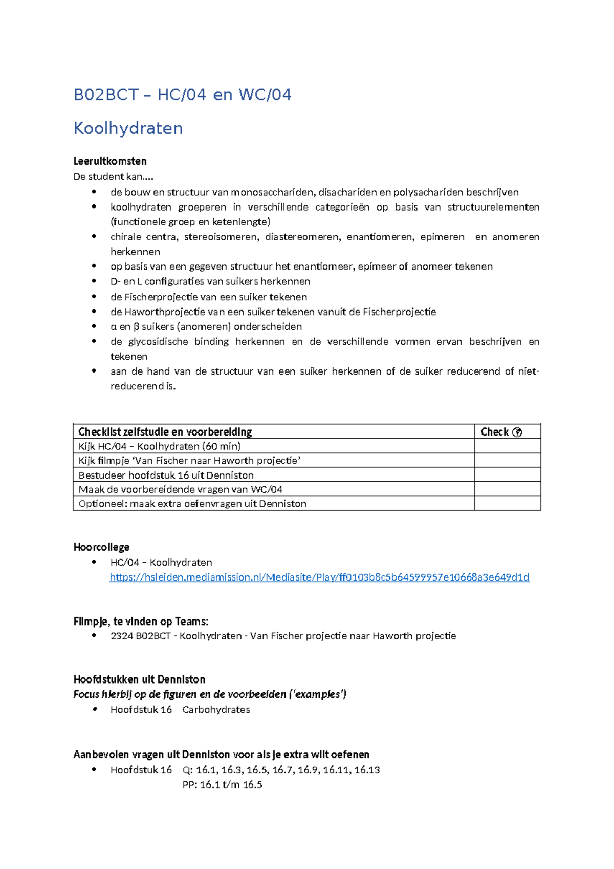 2324 B02BCT WC04 - Leer de Structuur en Eigenschappen van Koolhydraten ...
