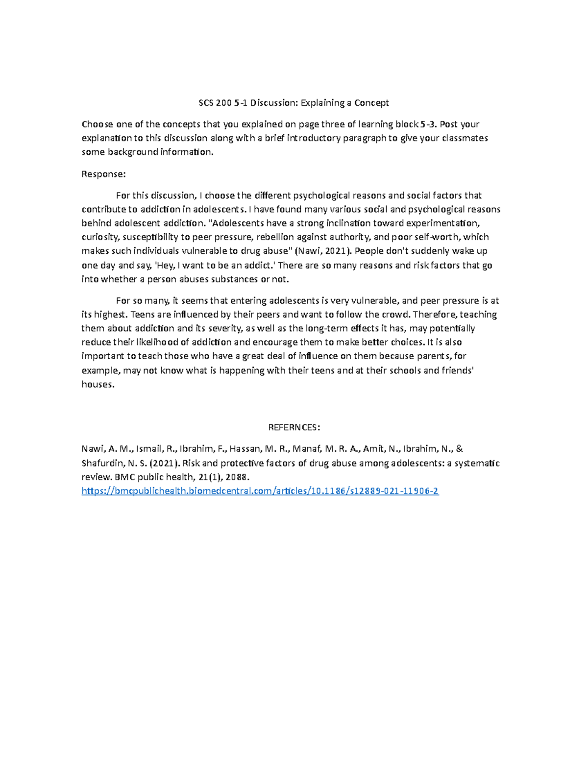 SCS 200 5-1 Discussion - SCS 200 5-1 Discussion: Explaining a Concept ...