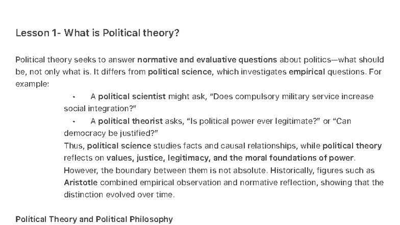 Lesson 1- What is Political theory - Lesson 1- What is Political theory ...