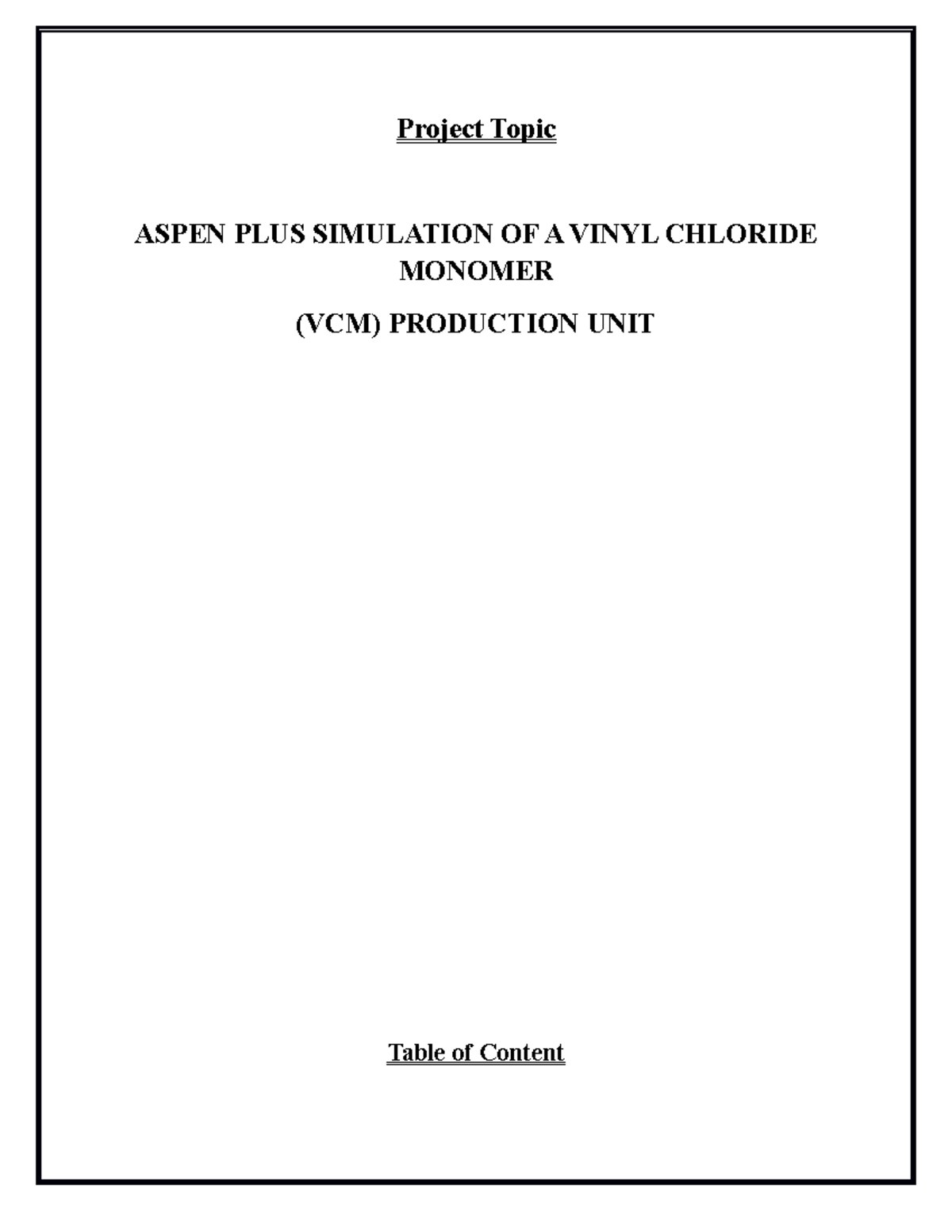 VCM Production Simulation Mini Project Analysis - CHEM 302 - Studocu
