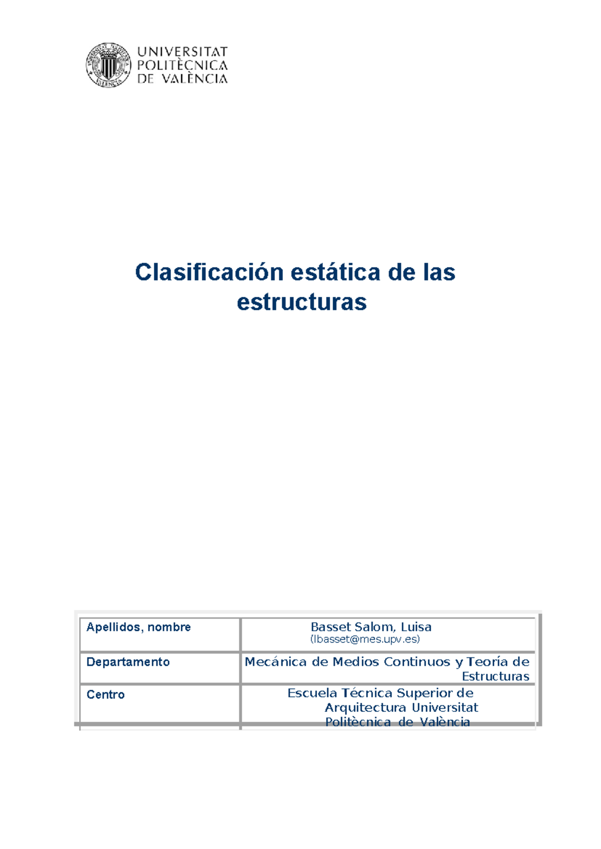 Clasificación Estática de Estructuras: GIE y Tipos - Mecánica de Medios - Studocu