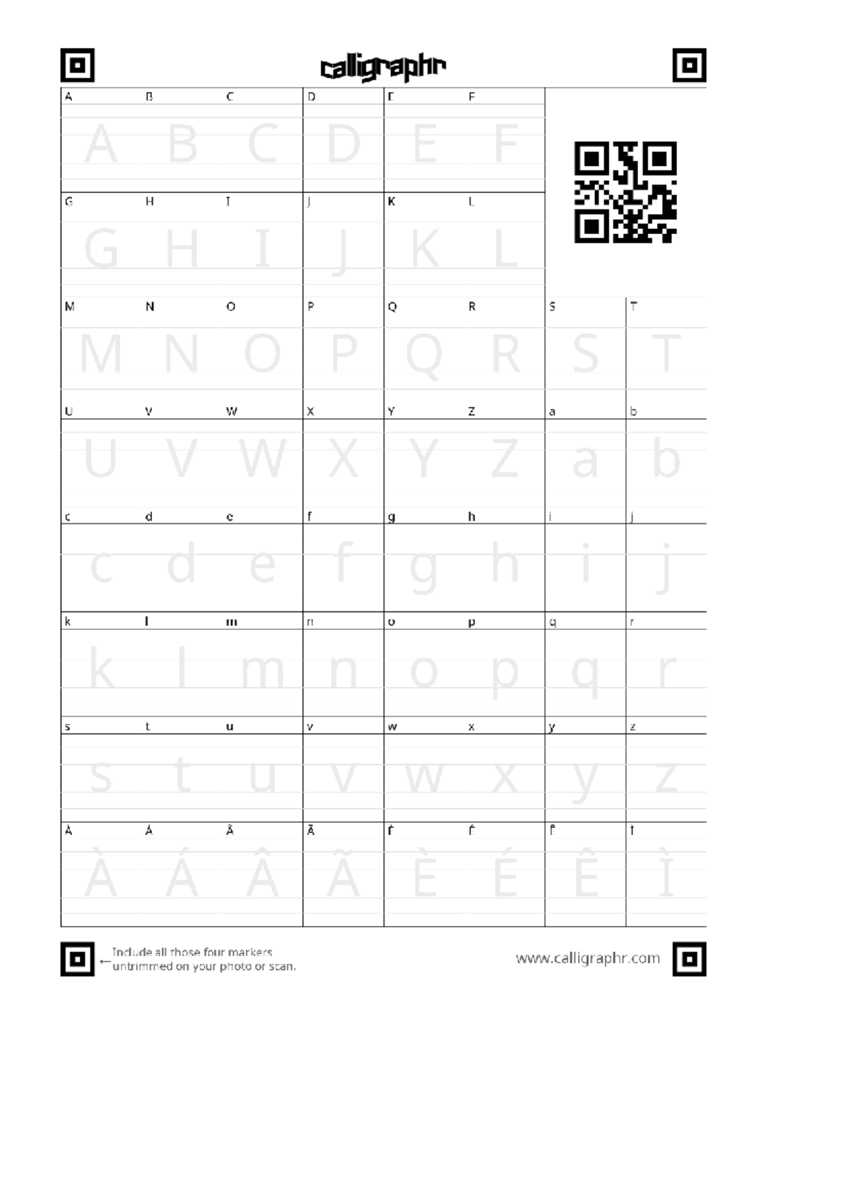 Calligraphr Template: Untrimmed Markers for Scanning - Studocu