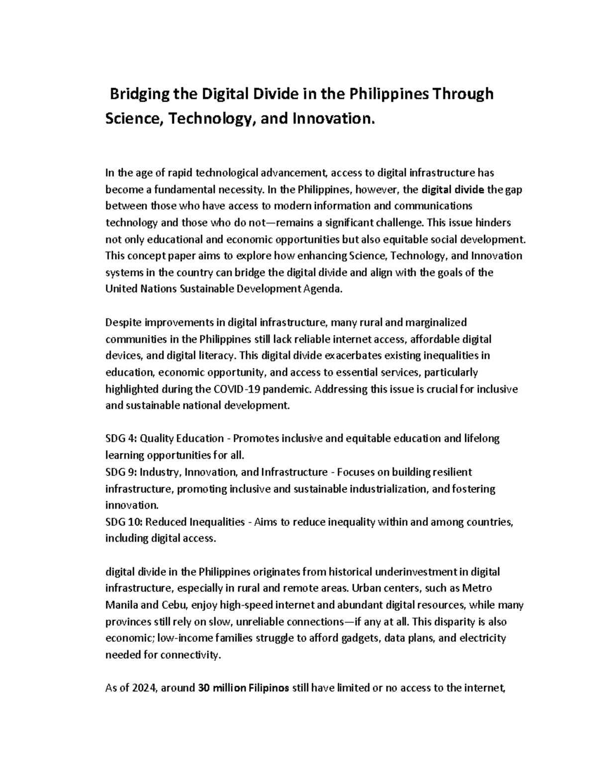 Bridging the Digital Divide in the Philippines: STI Solutions for SDGs ...