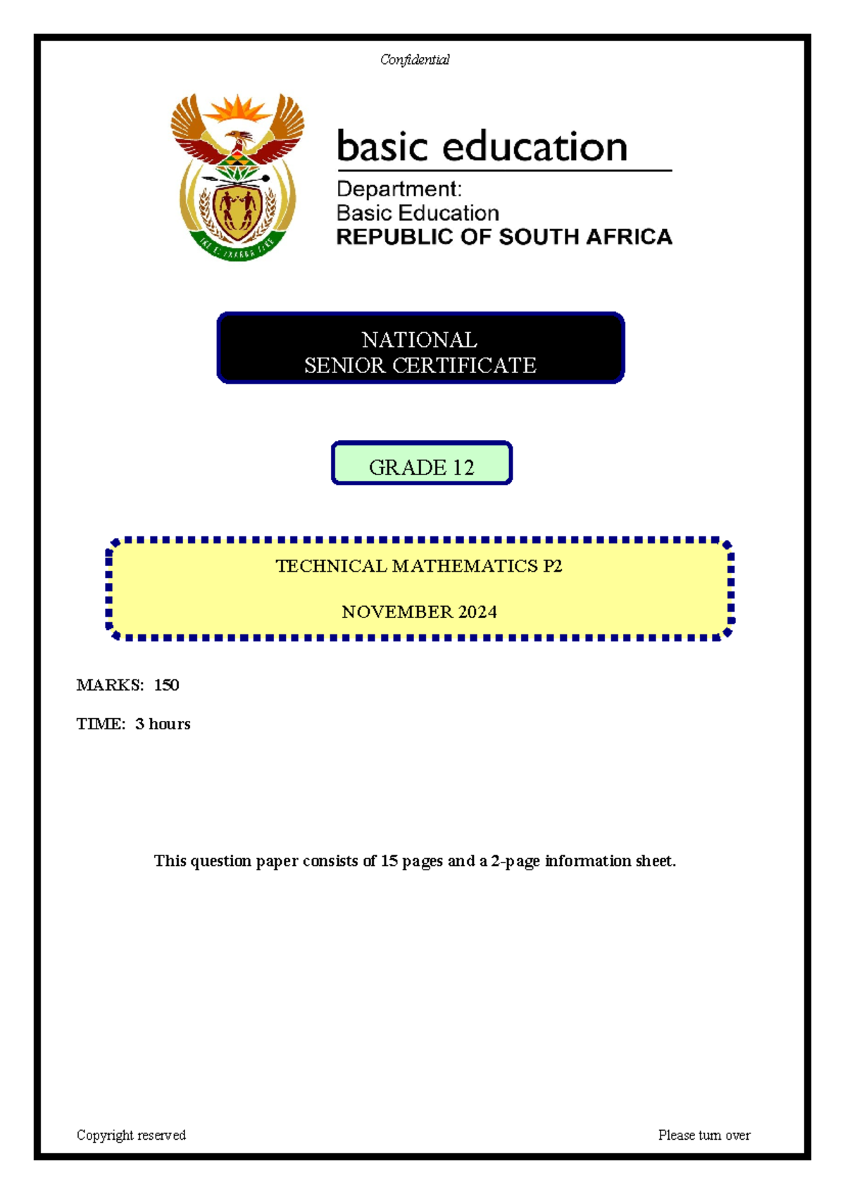 Technical Mathematics P2 Exam Paper - November 2024 - Studocu