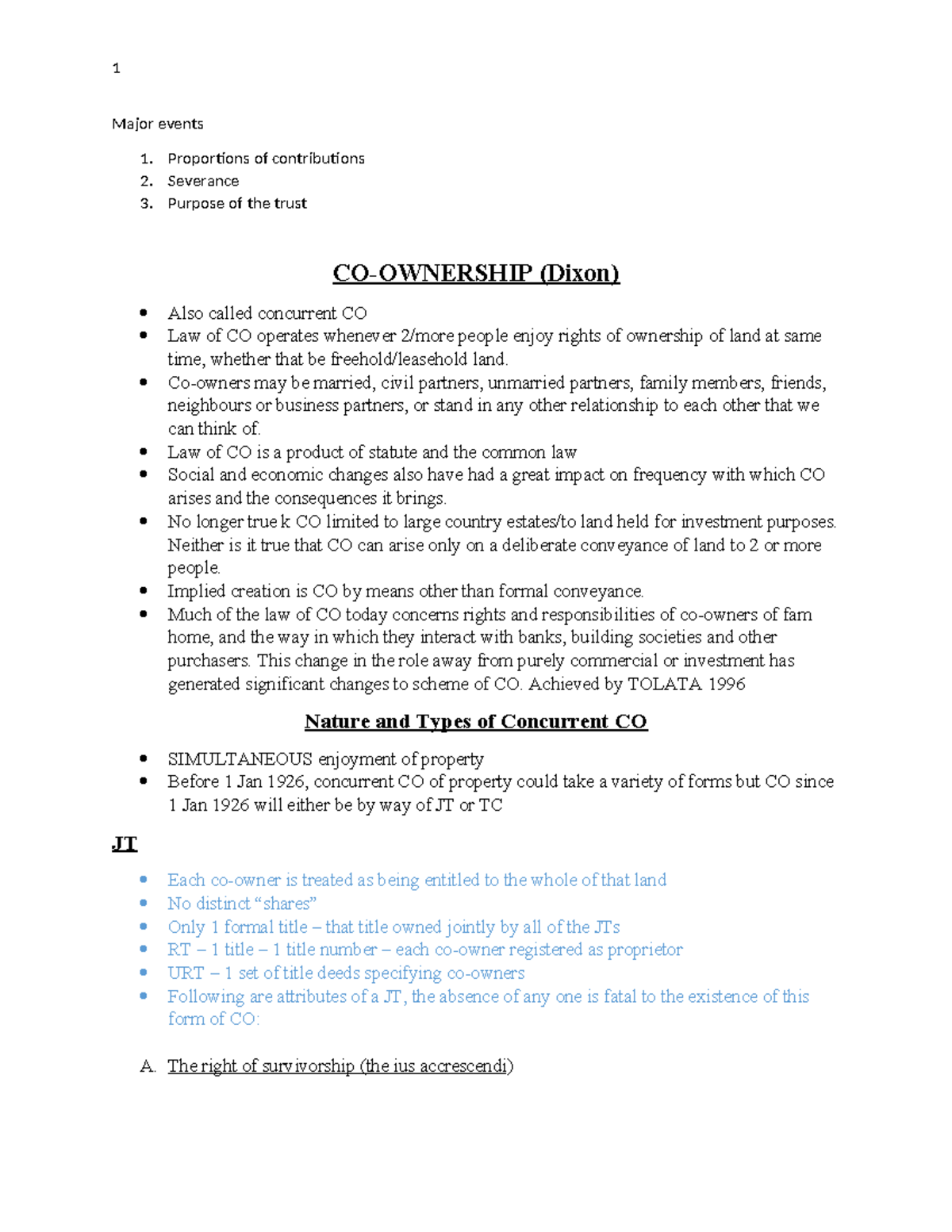 Co-Ownership Law Notes (CO 101): Key Concepts and Case Studies - Studocu