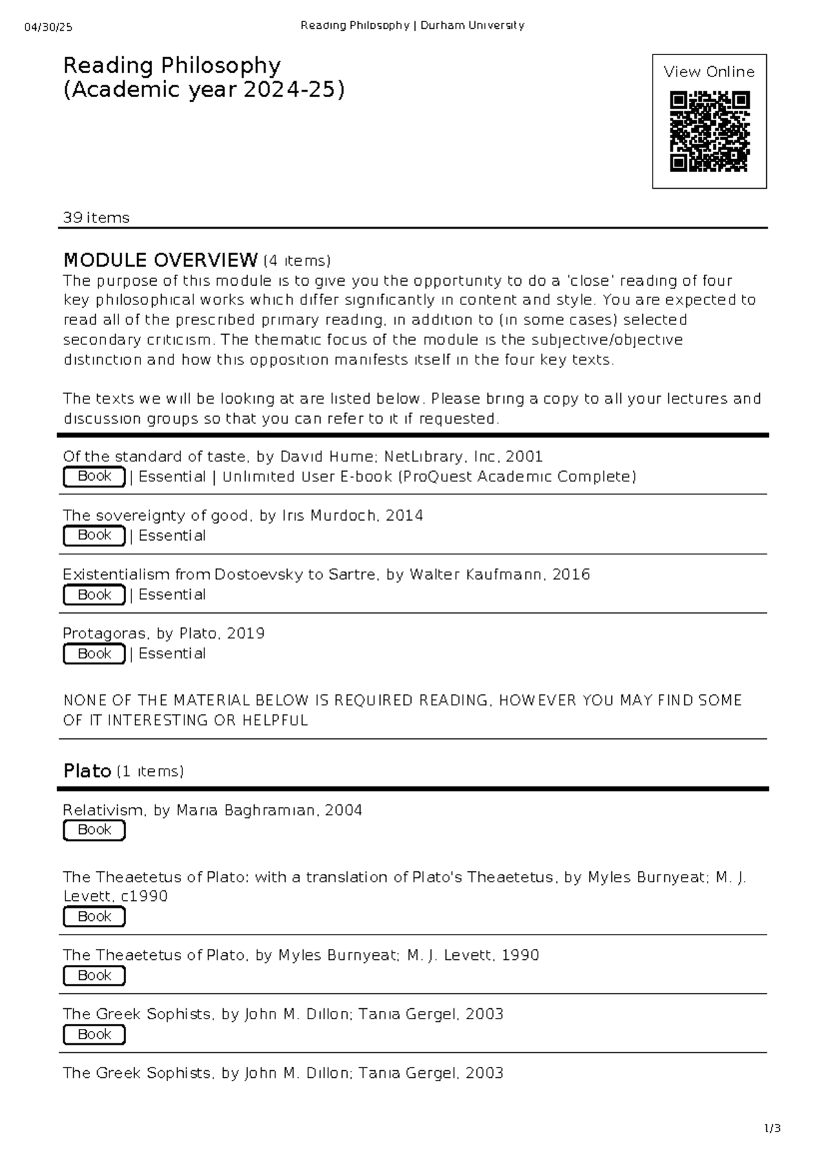 PHIL1041 Key Texts in Reading Philosophy: Module Overview - Studocu