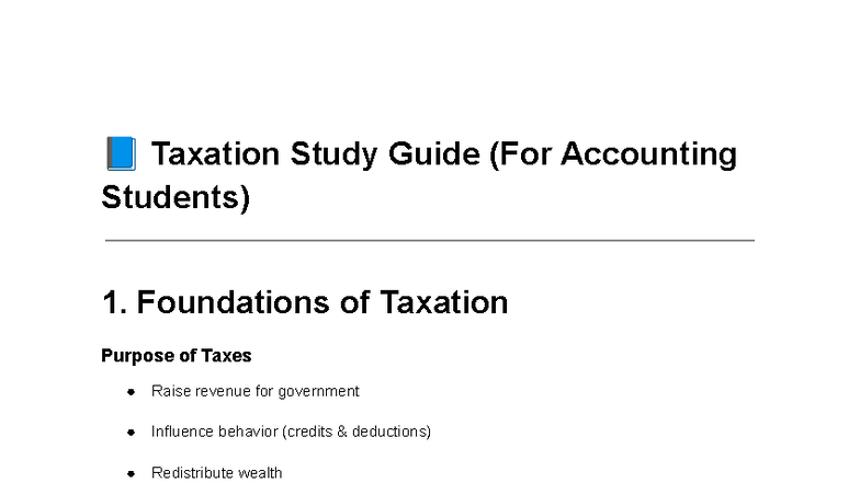 📘 Taxation — Study Guide - 📘 Taxation Study Guide (For Accounting ...