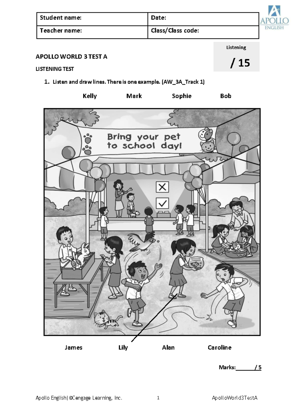 AW 3A Listening, Reading & Writing Test for Primary 3B - Studocu