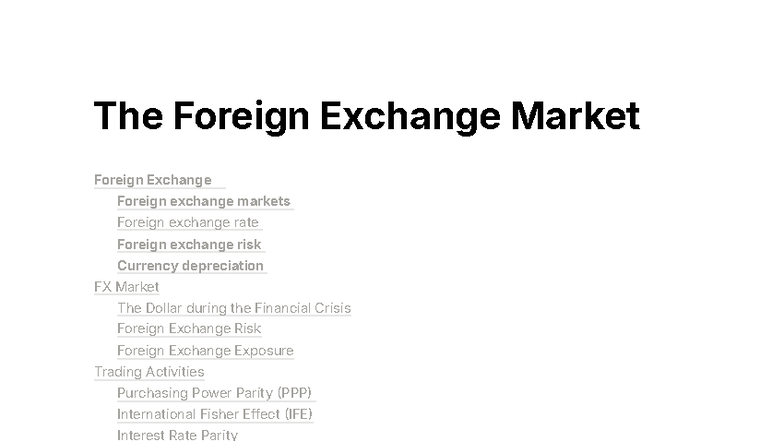 Foreign Exchange Market Overview: Key Concepts and Risks - Studocu