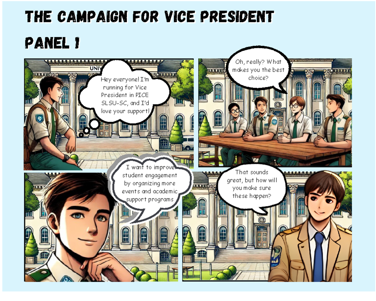 Comic Strip - THE CAMPAIGN FOR VICE PRESIDENTTHE CAMPAIGN FOR VICE PRESIDENT PANEL 1 PANEL 1 Hey ...