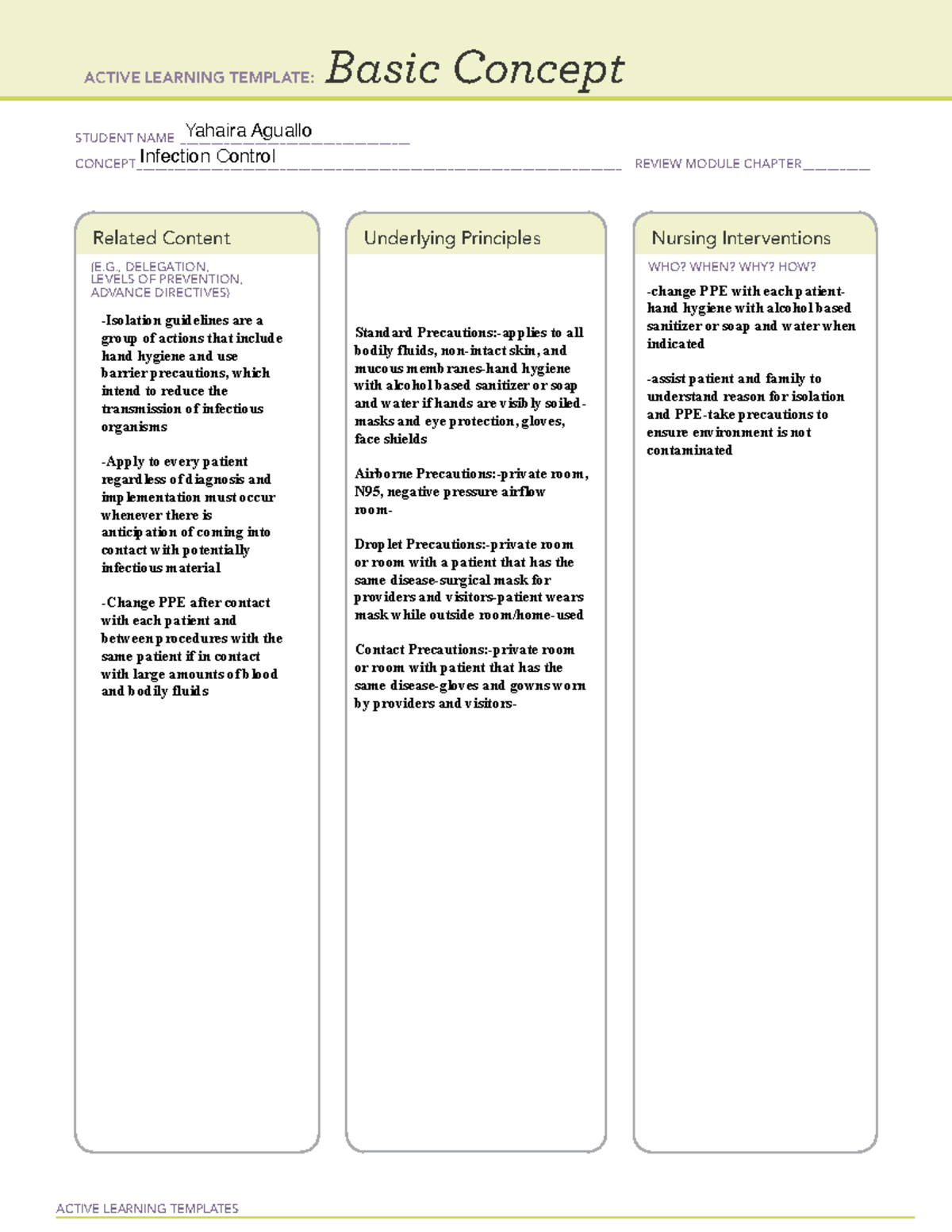 ATI Nursing Remediation: Infection Control Active Learning Template ...