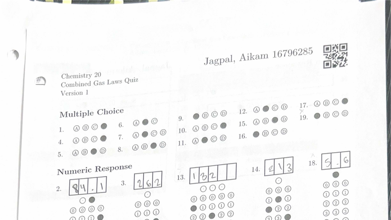 Combined Gas Law Quiz Version 1 - Chemistry 20 (Jagpal, Aikam, 16796285 ...