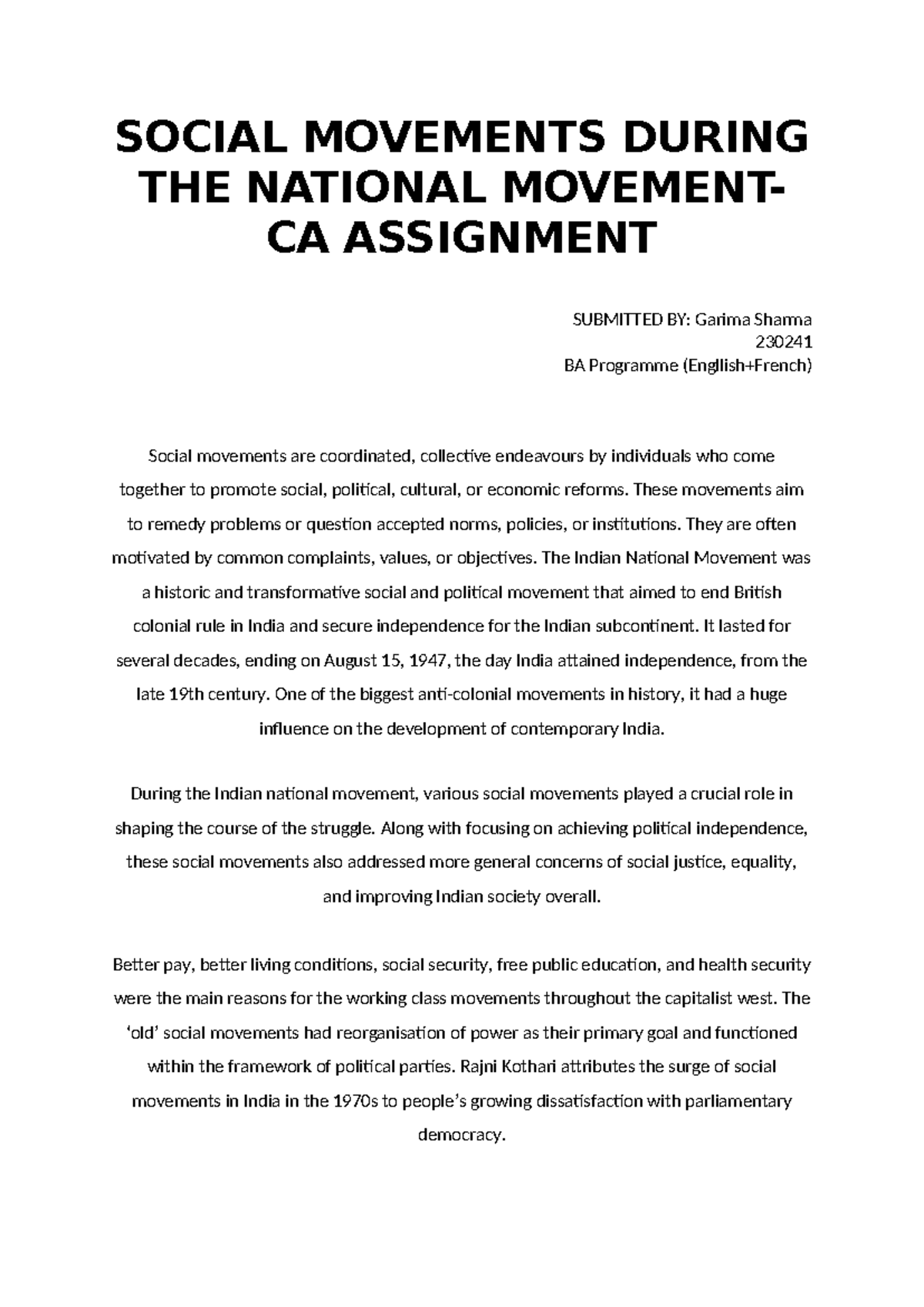 Social Movements During THE National Movement - SOCIAL MOVEMENTS DURING ...