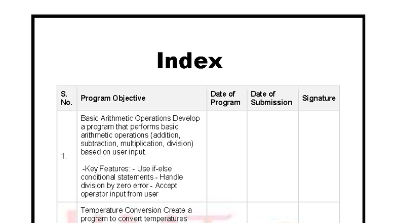 C Lab - Index of Basic Programs and Simulations - Studocu