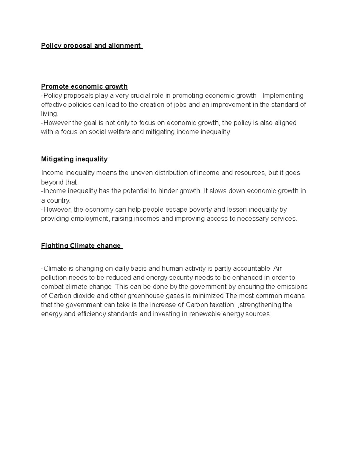 Policy Proposal & Economic Growth Alignment for Social Welfare - Studocu