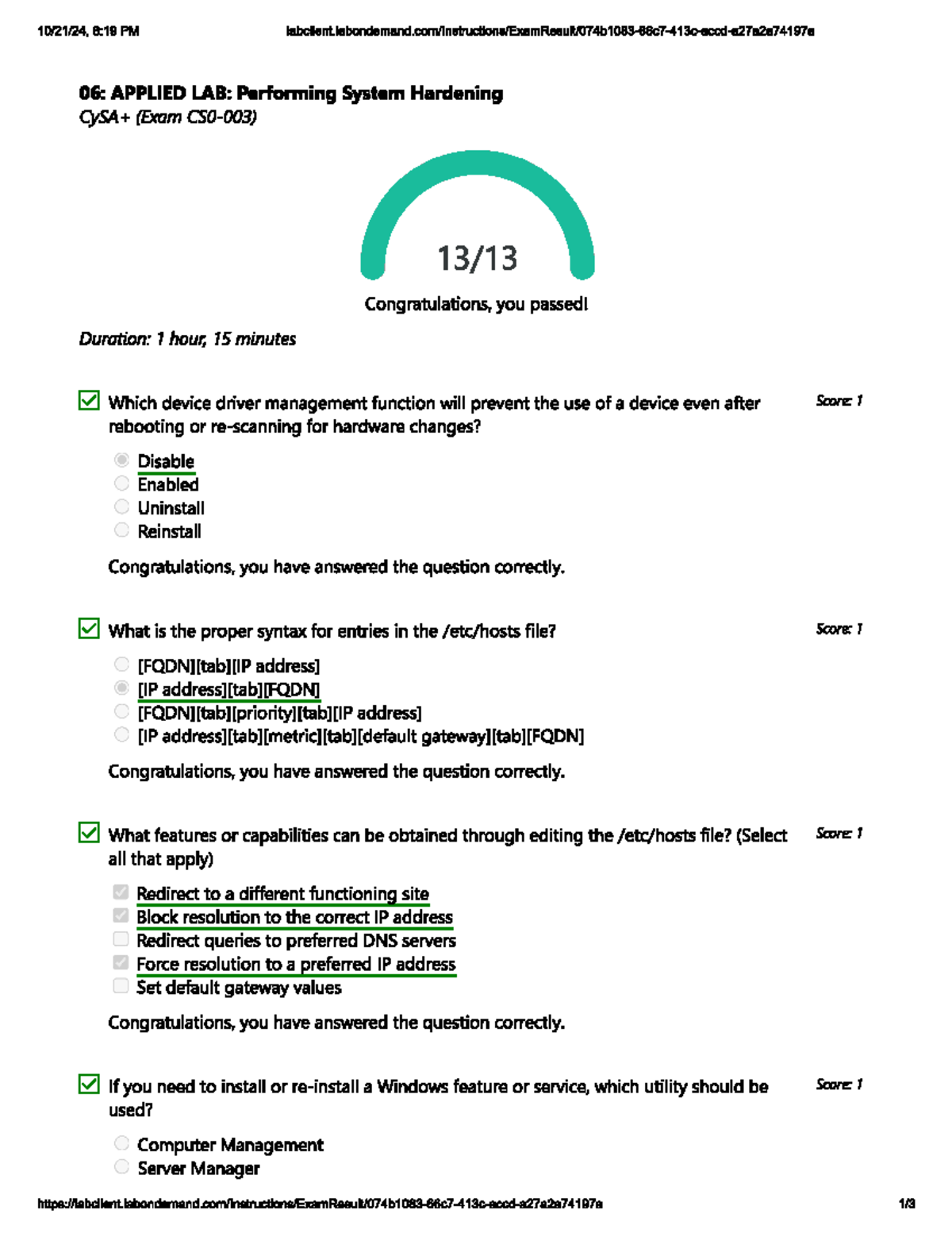 Lab 6 - Applied Lab End Exam on System Hardening Techniques - Studocu