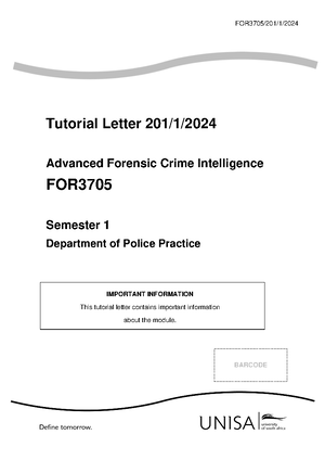 FOR3705 Assessment 01 Semester 01 - ADVANCED FORENSIC CRIME ...