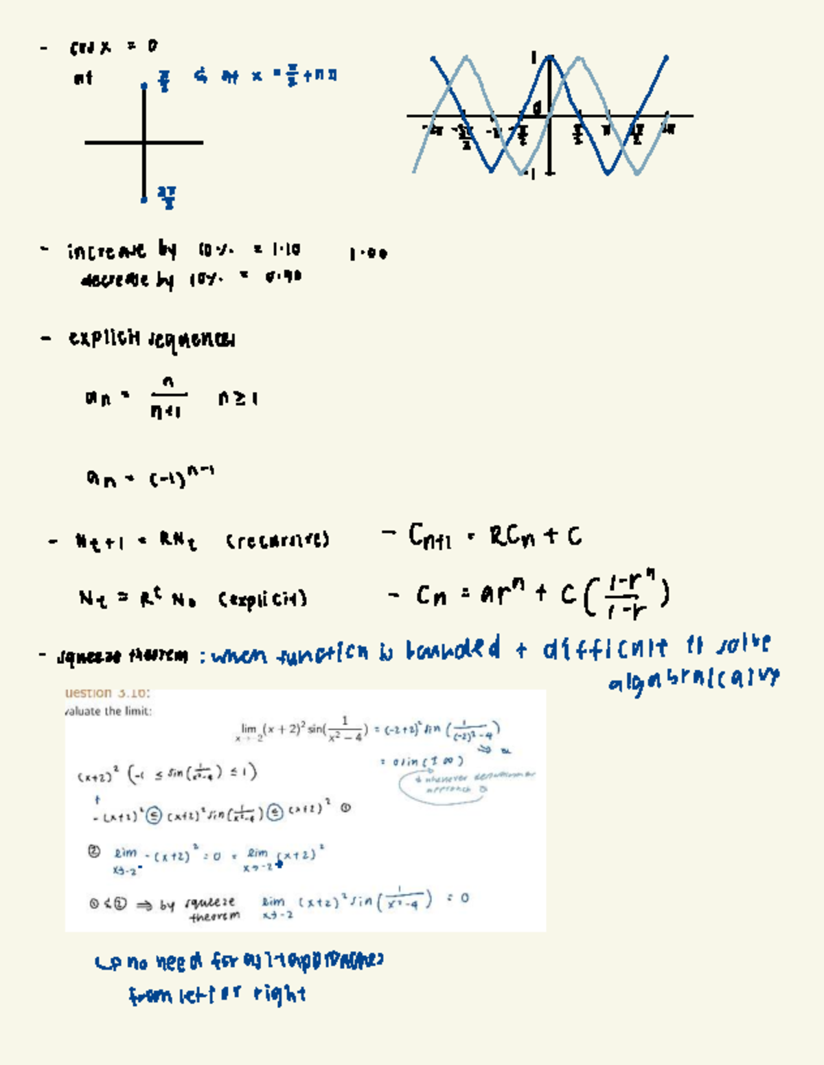 Calculus: Understanding cosX = 0 and Derivatives - Studocu