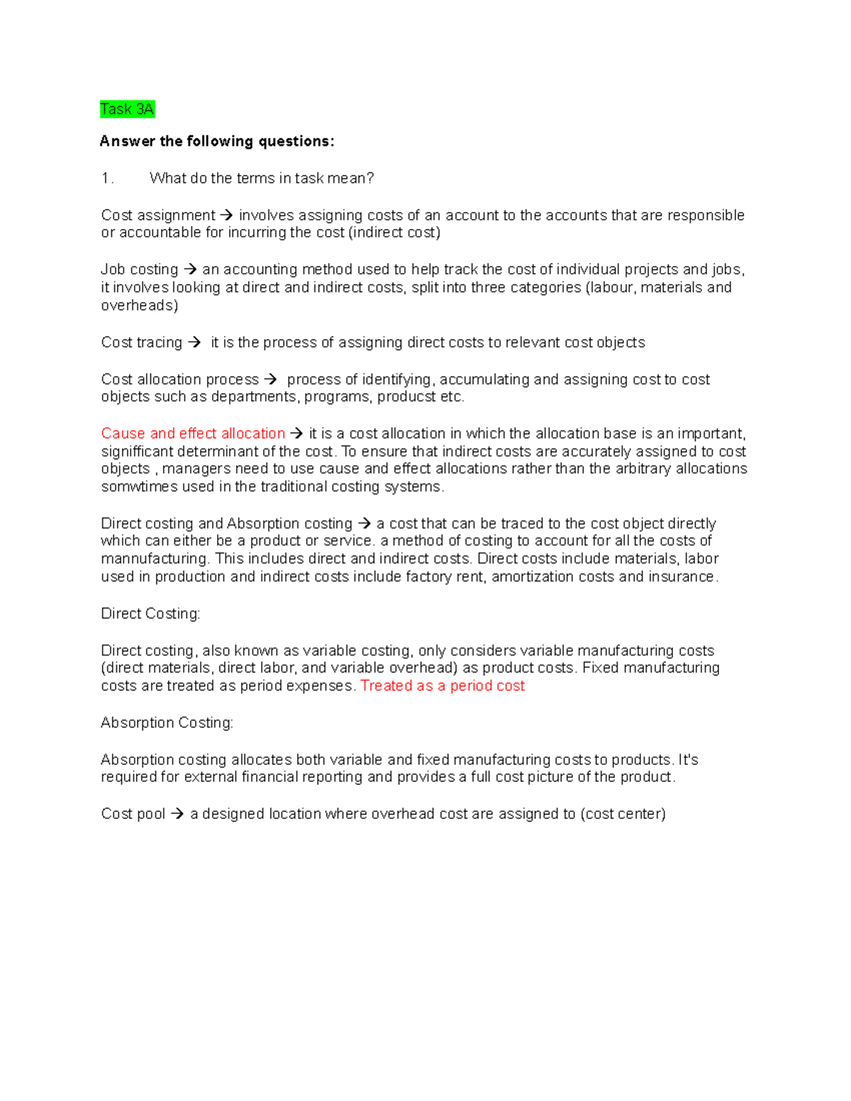 Task 3 - Cost Allocation Methods and Analysis - Studeersnel