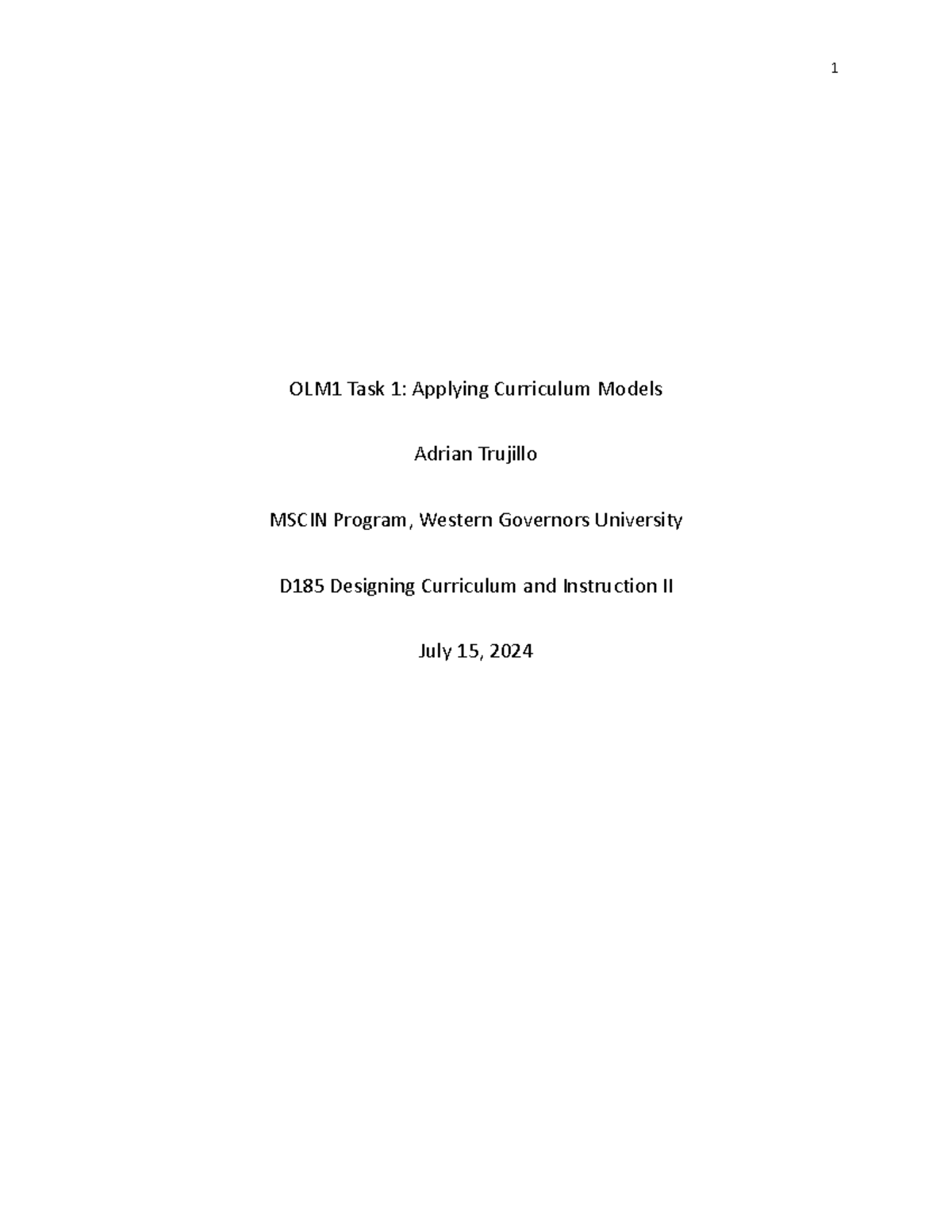 D185 - Task 1: Implementing UDL in 6th Grade Math Curriculum - Studocu
