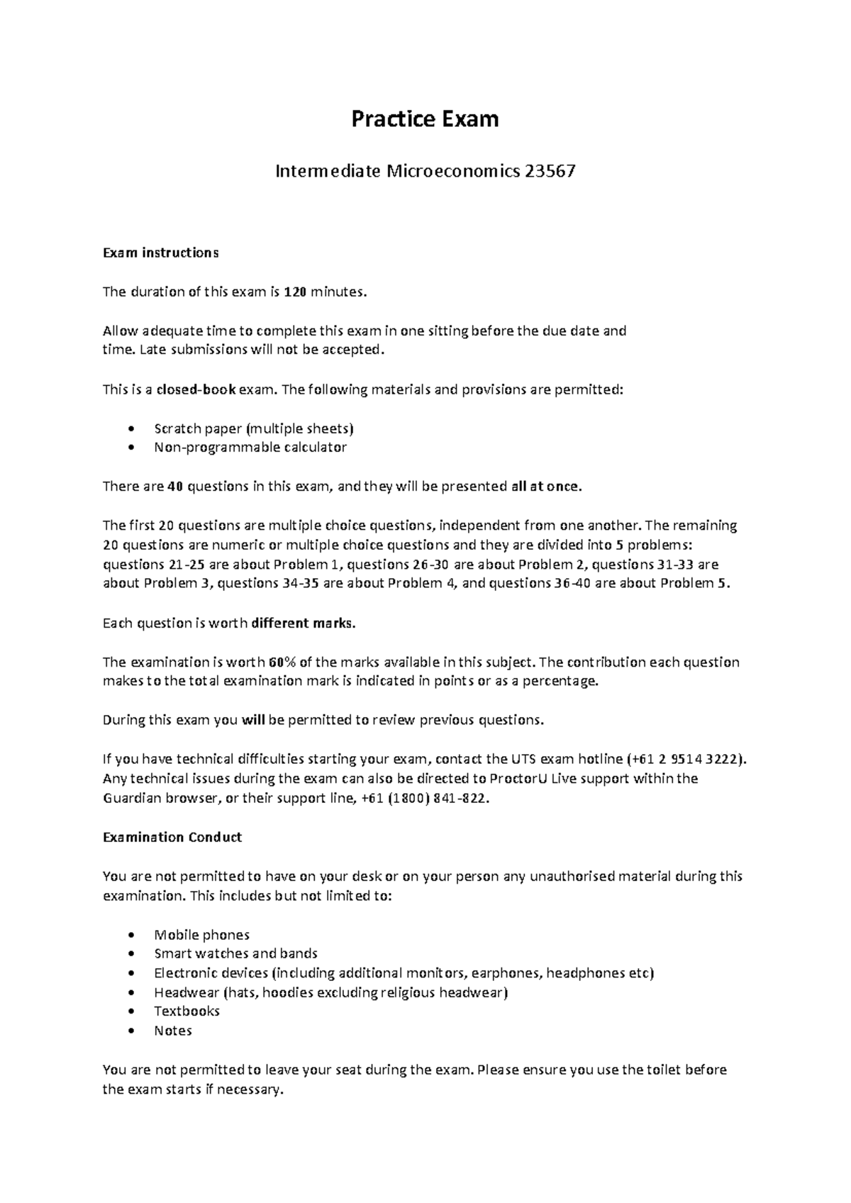 Practice Exam 23567: Intermediate Microeconomics Final Exam Guide - Studocu