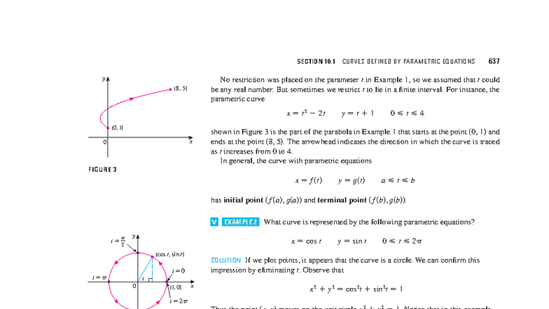 Parametric Curves and Equations - MATH 3-4 Lecture Notes - Studocu